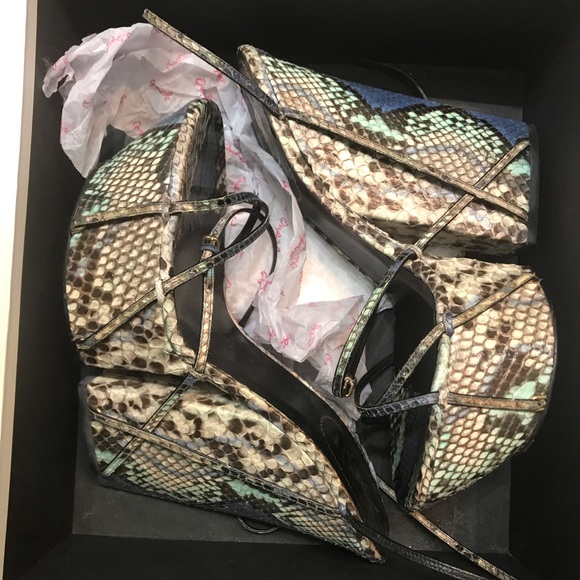 Yves Saint Laurent | Shoes | Ysl Baobab Platform Snakeskin Wedge Sandal ...